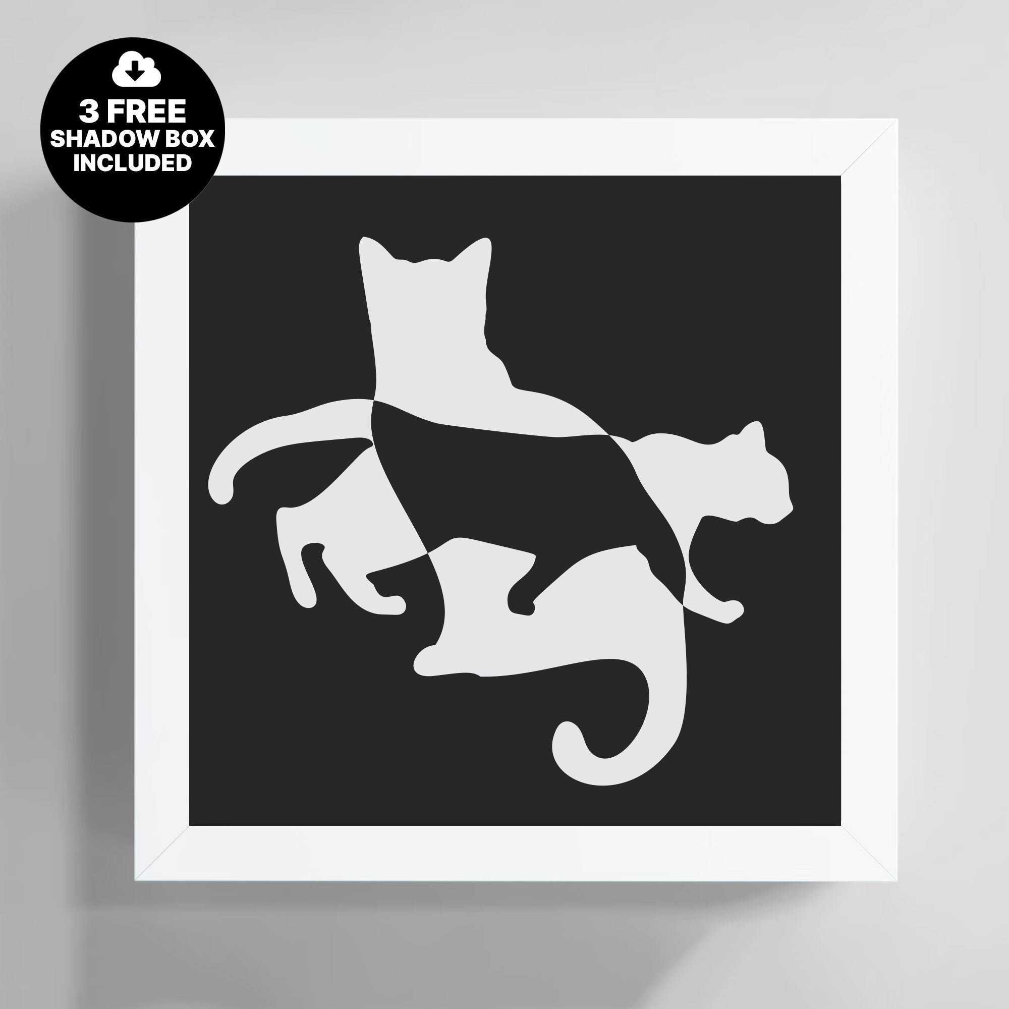 Minimalist Cat Shadow Box SVG: 3D Papercut Lightbox Template (digital ...