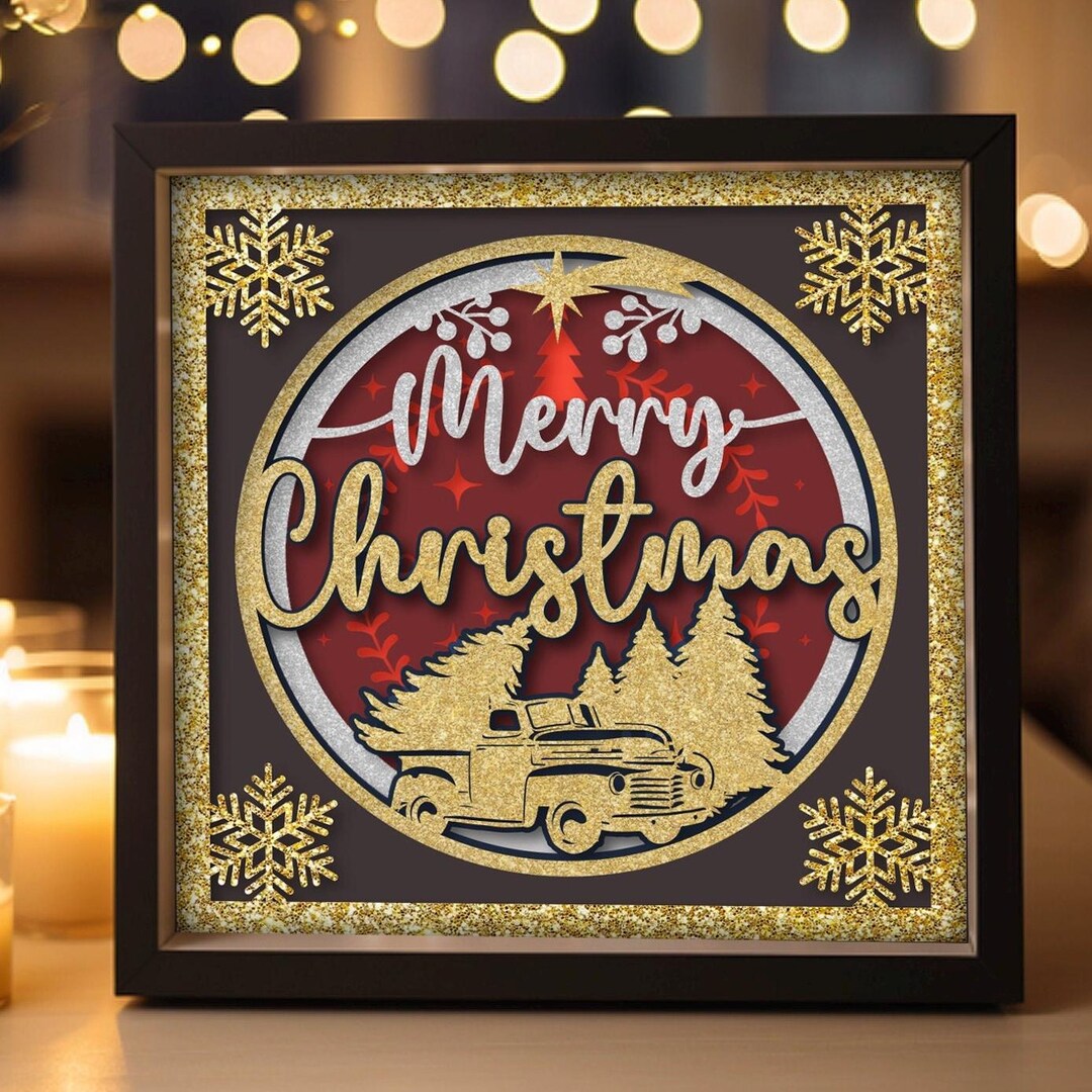 Merry Christmas Shadow Box, Christmas Tree SVG, Christmas Lightbox ...