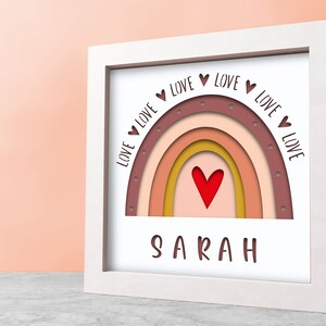 3D Baby Custom Name Shadow Box SVG, New Born Rainbow Svg, Multilayer ...