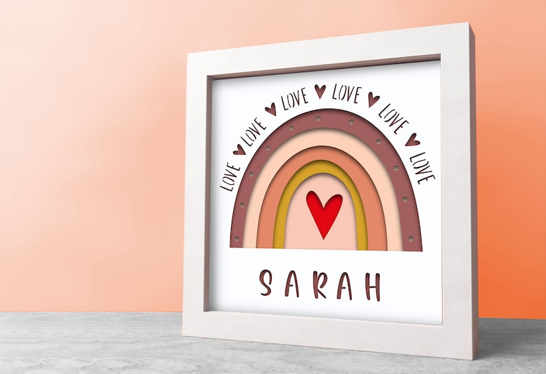 3D Baby Custom Name Shadow Box SVG New Born Rainbow Svg - Etsy