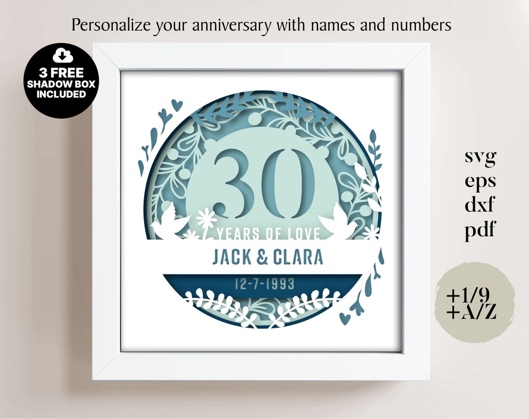 30th Anniversary Shadow Box: Custom Names & Numbers (digital Files) - Etsy