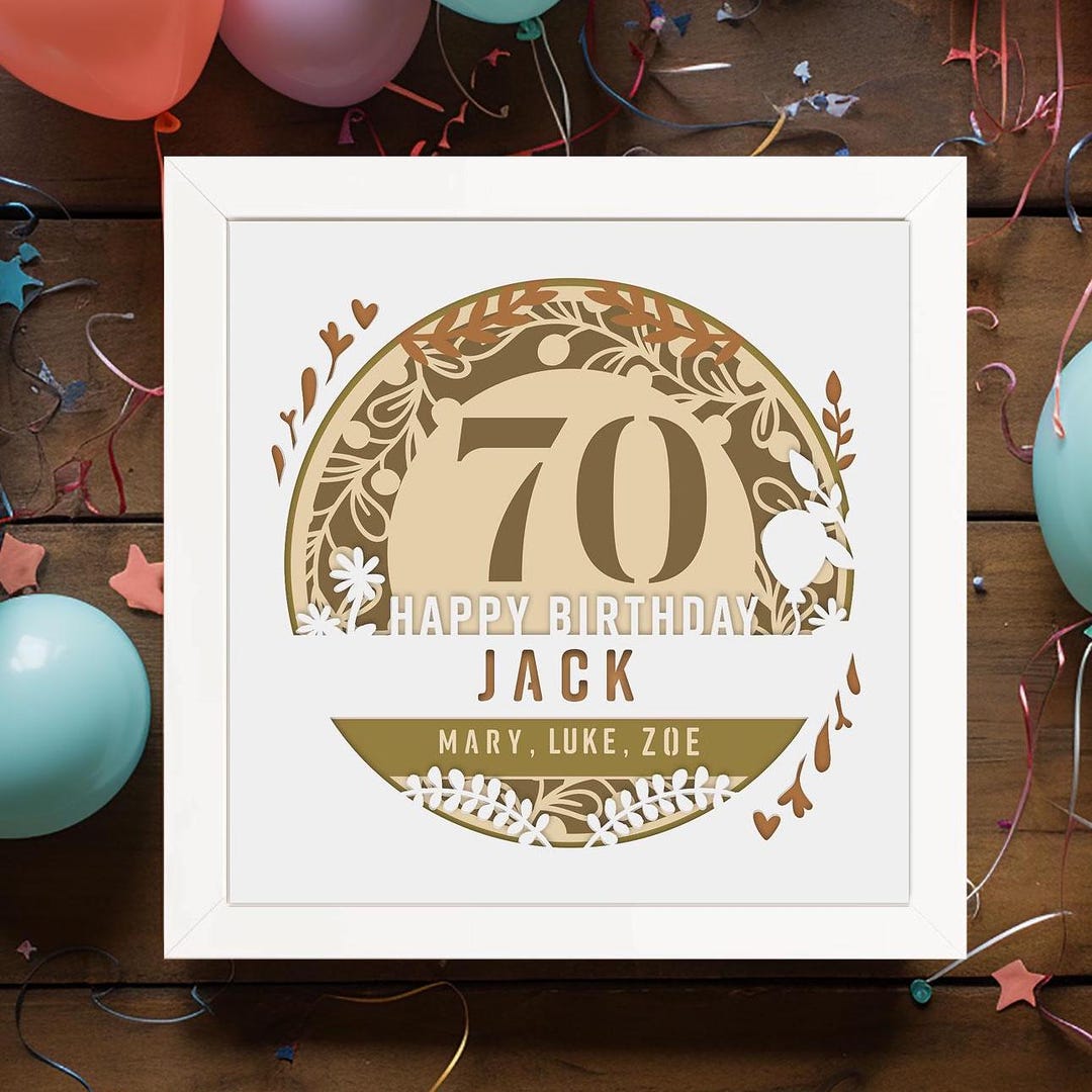 70th Birthday Shadow Box Template: Multilayer Papercut Design (digital ...