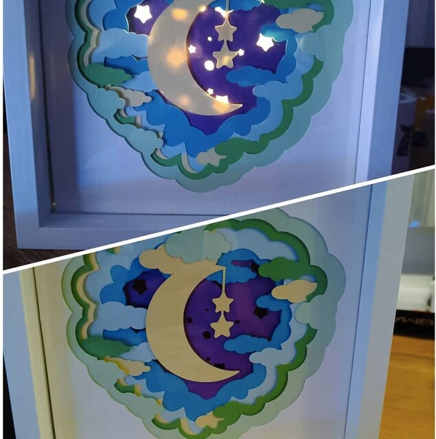 3D Baby Moon Shadow Box SVG: Cricut Papercut Template (digital Download ...