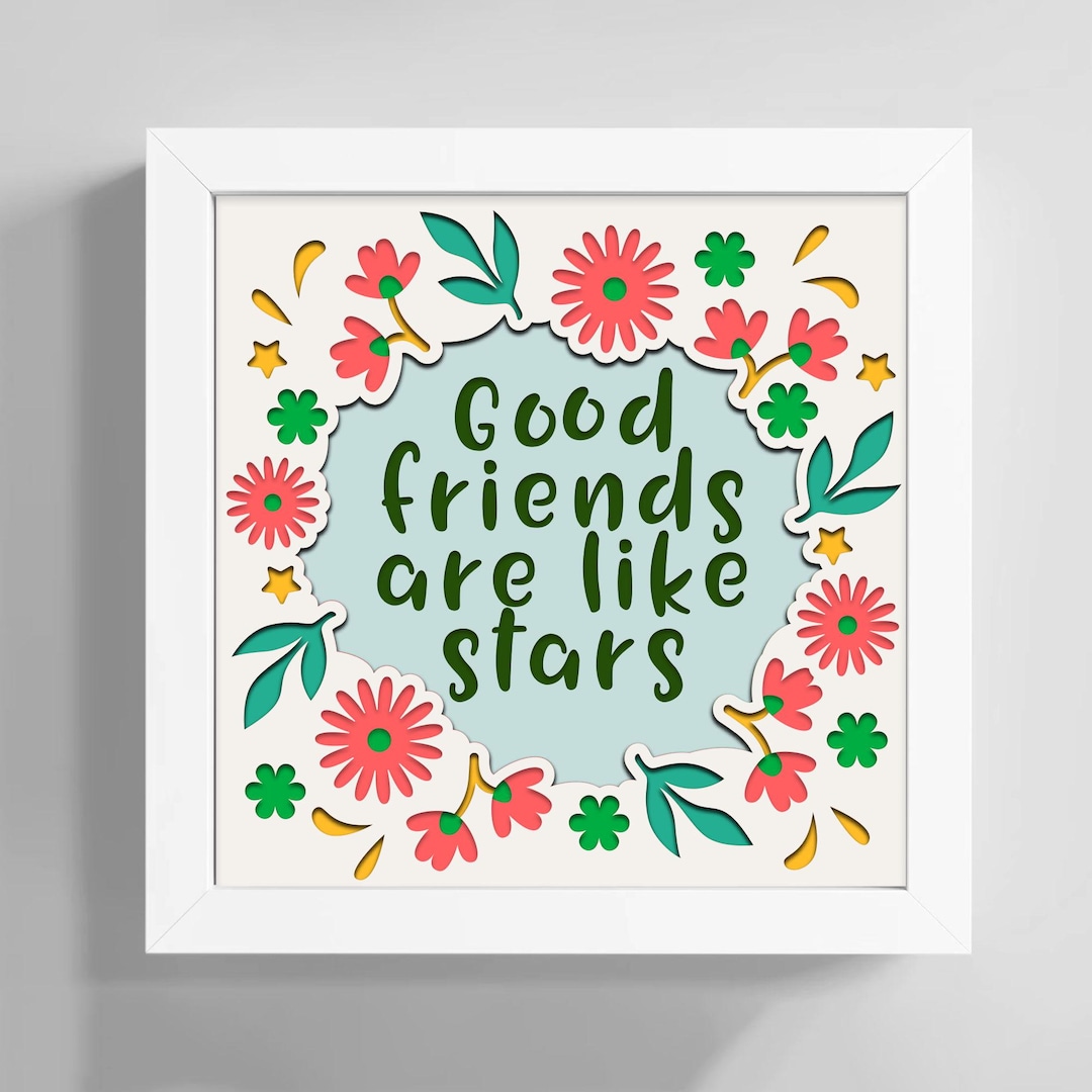 Friends Shadow Box SVG: Multilayer Papercut Lightbox Template (digital ...