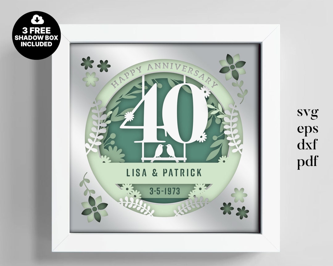 40th Anniversary Shadow Box: Custom Name, Cricut Files (digital ...