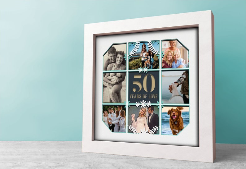 50th Anniversary Shadow Box SVG: 3D Photo Gift (digital File) - Etsy