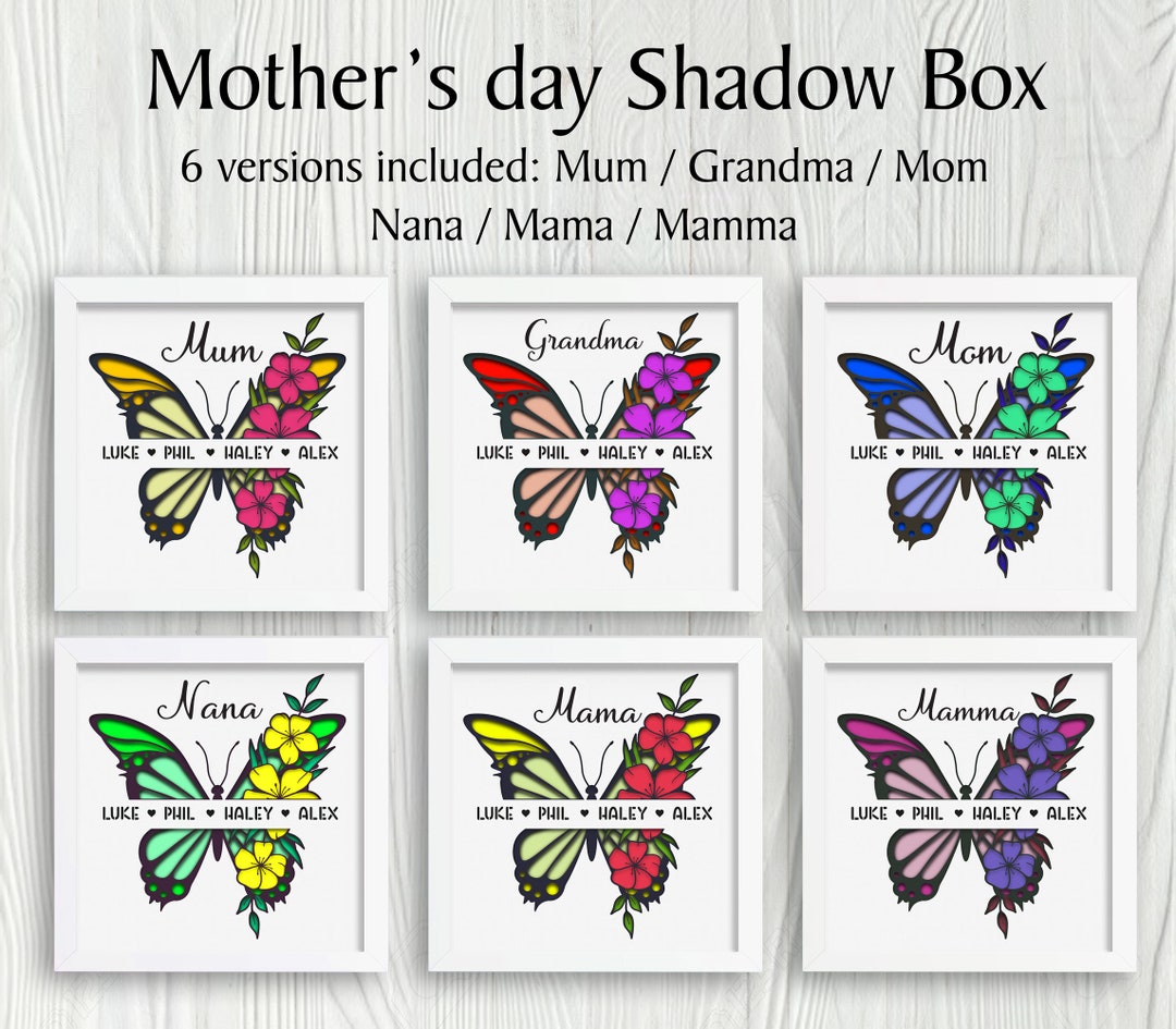 3D Mothers Day Shadow Box, Happy Mother's Day SVG, Butterfly Design ...