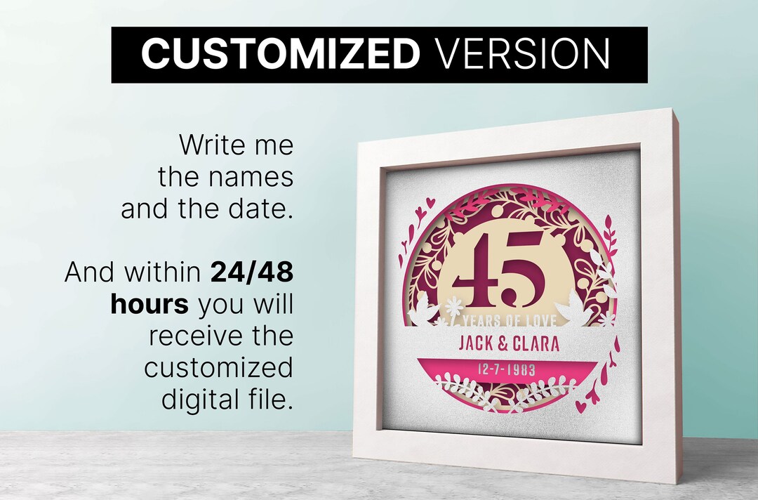 Custom 45th Anniversary Shadow Box: Personalized Keepsake (digital File ...