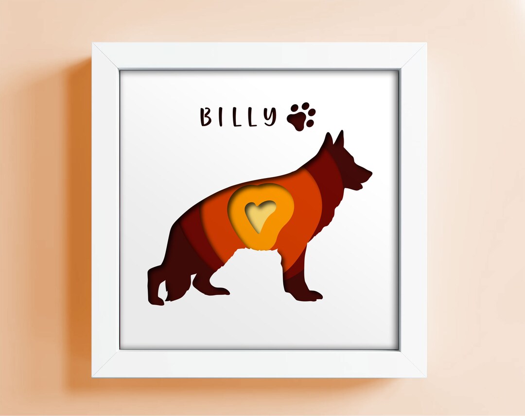Custom Name German Shepherd Shadow Box Template (digital Download) - Etsy
