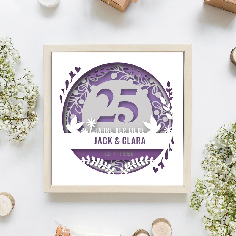 3D Anniversary 25 Years Shadow Box Custom Name and Numbers - Etsy