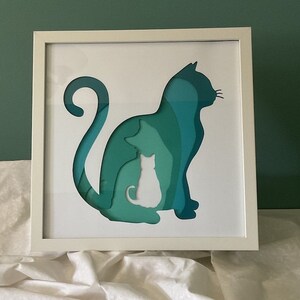 3D Cat, 3D Paper Cut Shadow Box Template, Multicolor Cat Svg ...