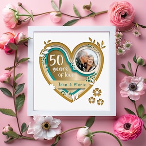 3D Anniversary 50 Years Shadow Box Custom Name and Numbers, Wedding ...