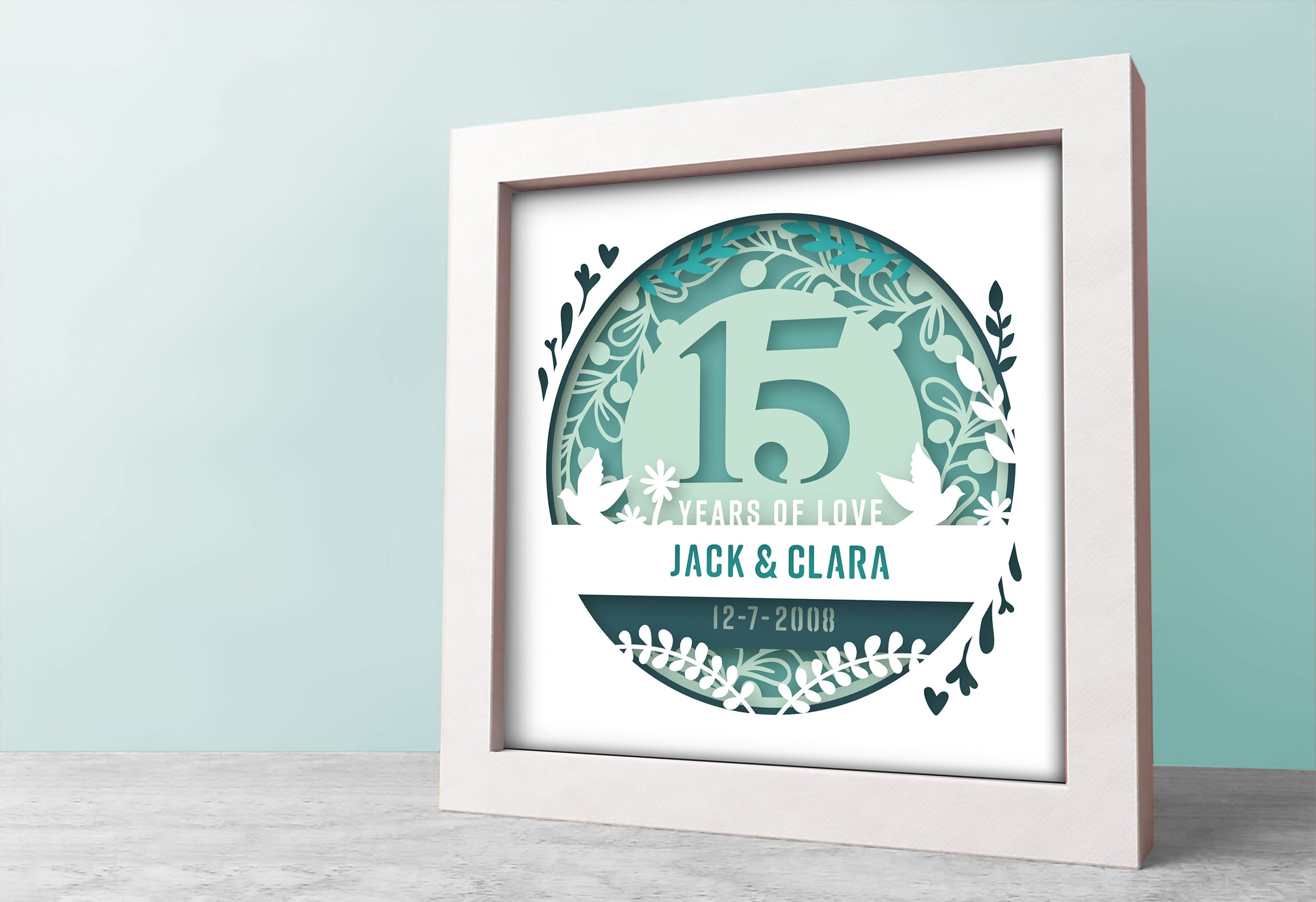 3D Anniversary 15 Years Shadow Box Custom Name and Numbers - Etsy
