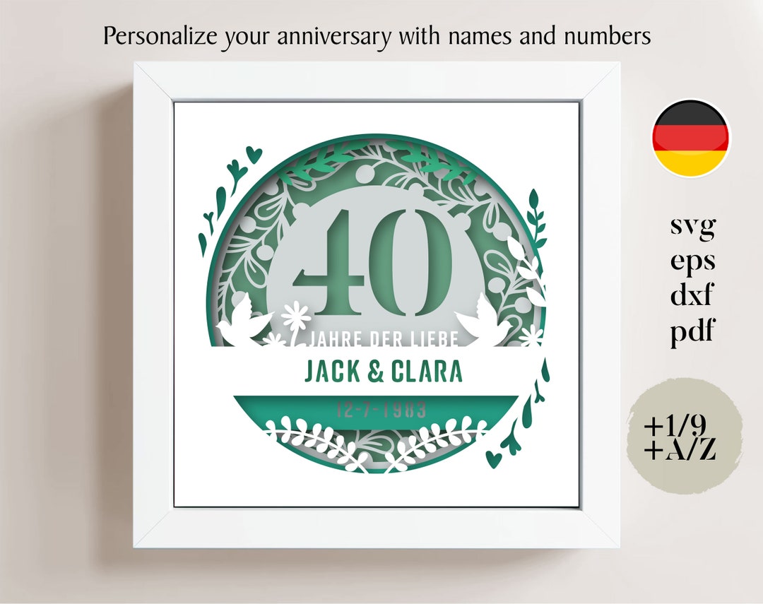 Custom 40th Anniversary Shadow Box: Personalized Keepsake (cricut File ...