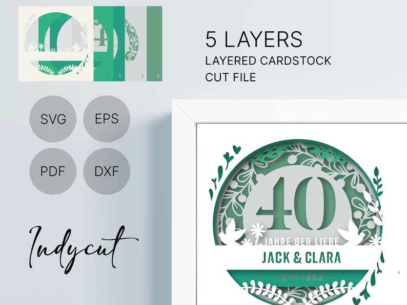 40th Anniversary Shadow Box SVG – Personalized Wedding Gift Cricut File ...