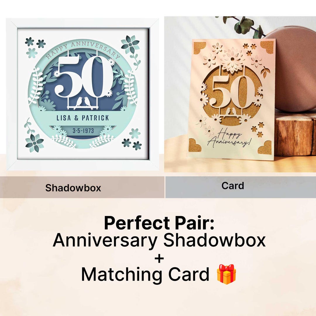 3D Anniversary 50 Years Shadow Box Custom Name and Numbers, Wedding ...