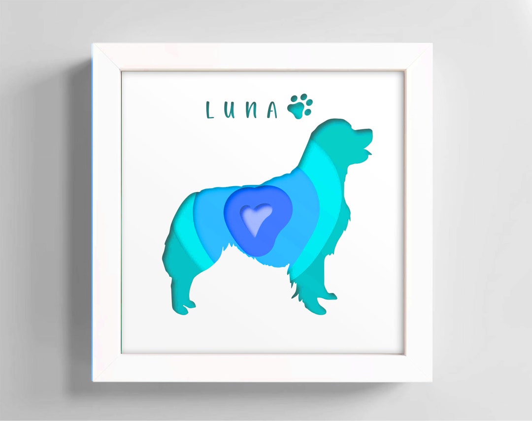 Dog Shadow Box Svg Custom Name, Retriever SVG, Pet Memorial Shadowbox ...