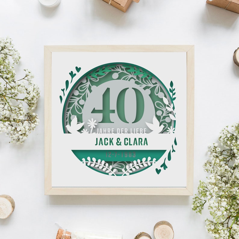 Custom 40th Anniversary Shadow Box: Personalized Keepsake (cricut File ...
