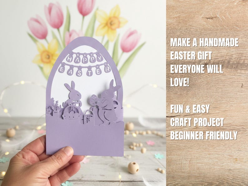 Easter Bunny Pop up Card SVG Template, 3D Layered Easter Card With ...