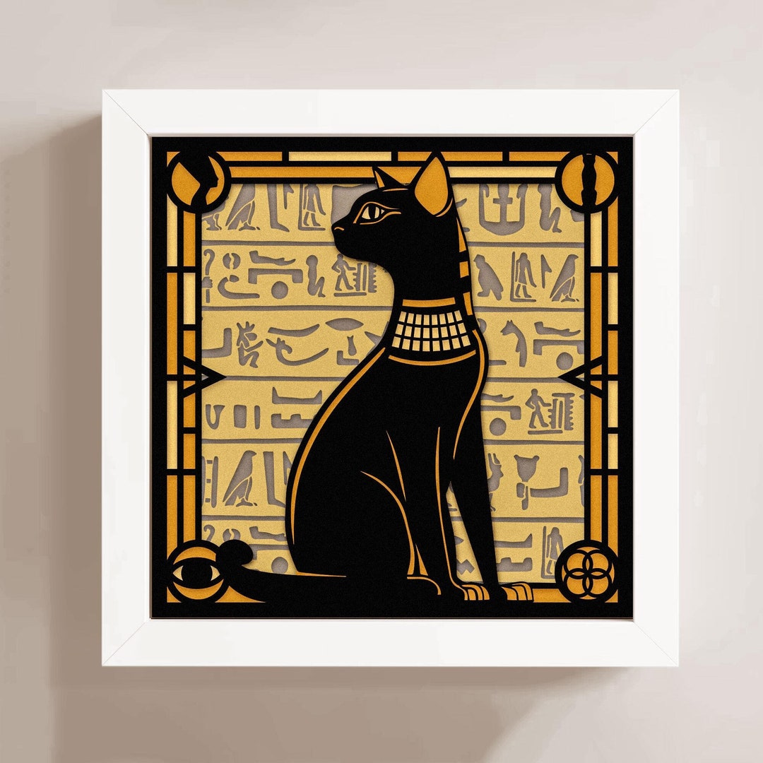 Cat Shadow Box Svg, 3d Papercut Cat, Multilayer Template, Light Box Diy ...