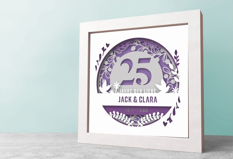 3D Anniversary 25 Years Shadow Box Custom Name and Numbers German ...
