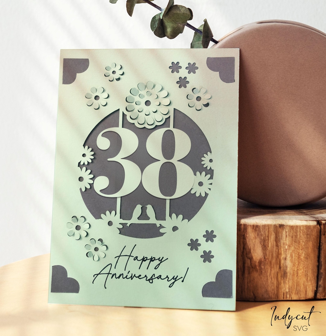38th Anniversary Card SVG – Floral Insert Card Template for Cricut ...