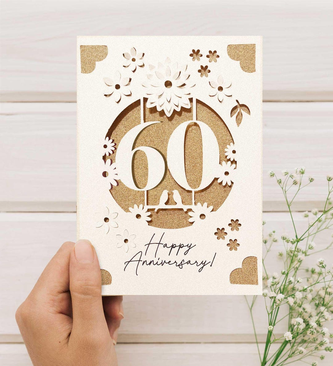 Cricut Anniversary Card SVG, Wedding Anniversary Insert Card Template ...