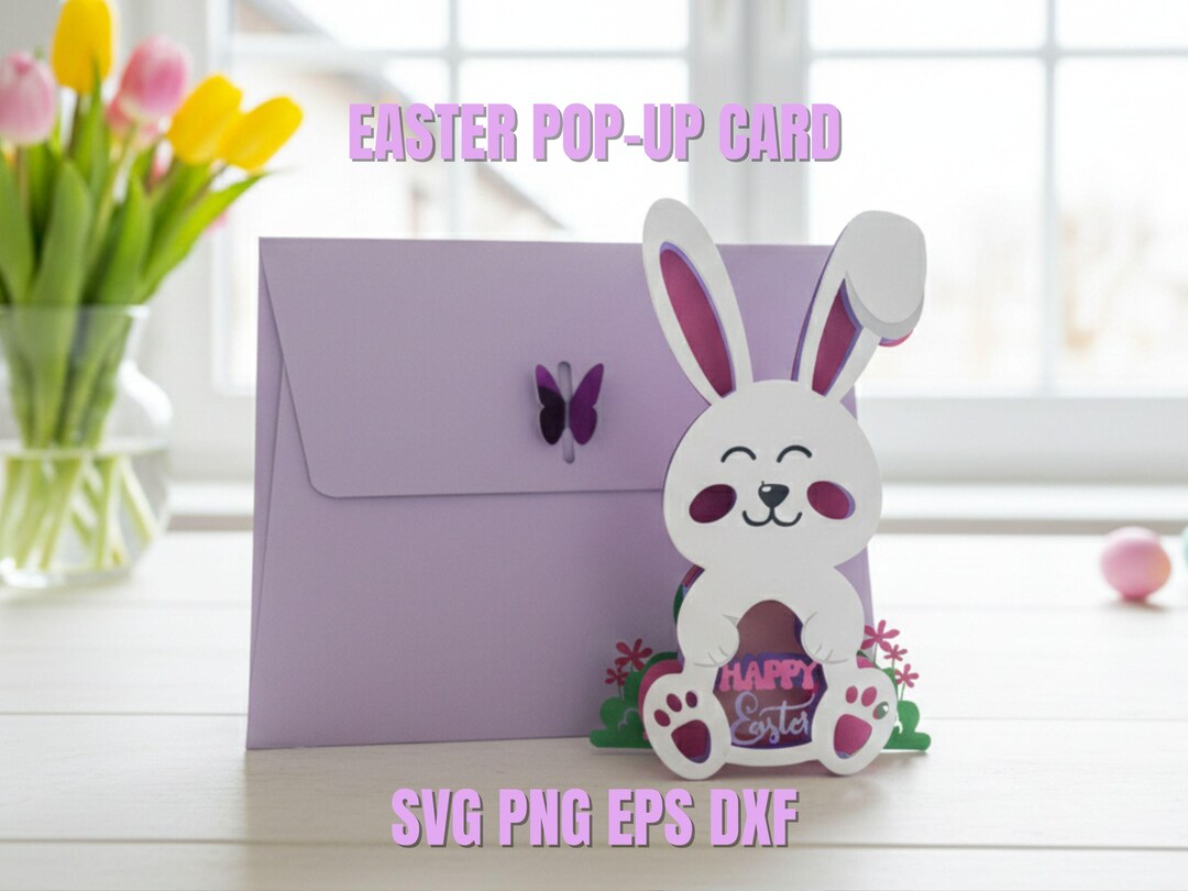 Easter Bunny Pop up Card SVG | Happy Easter 3D Card Cricut Template ...