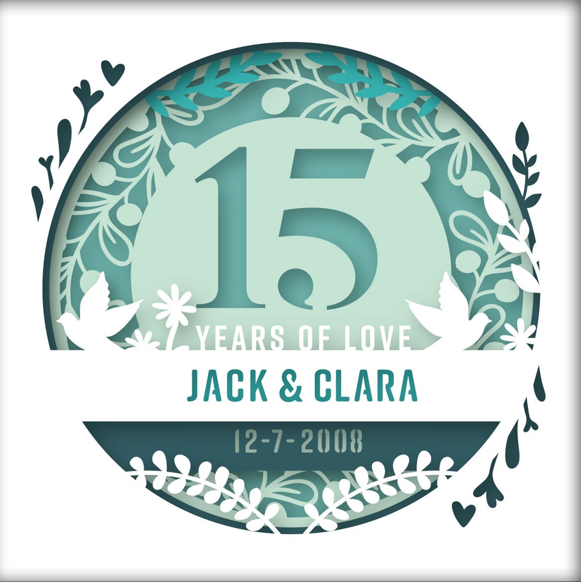 3D Anniversary 15 Years Shadow Box Custom Name and Numbers - Etsy