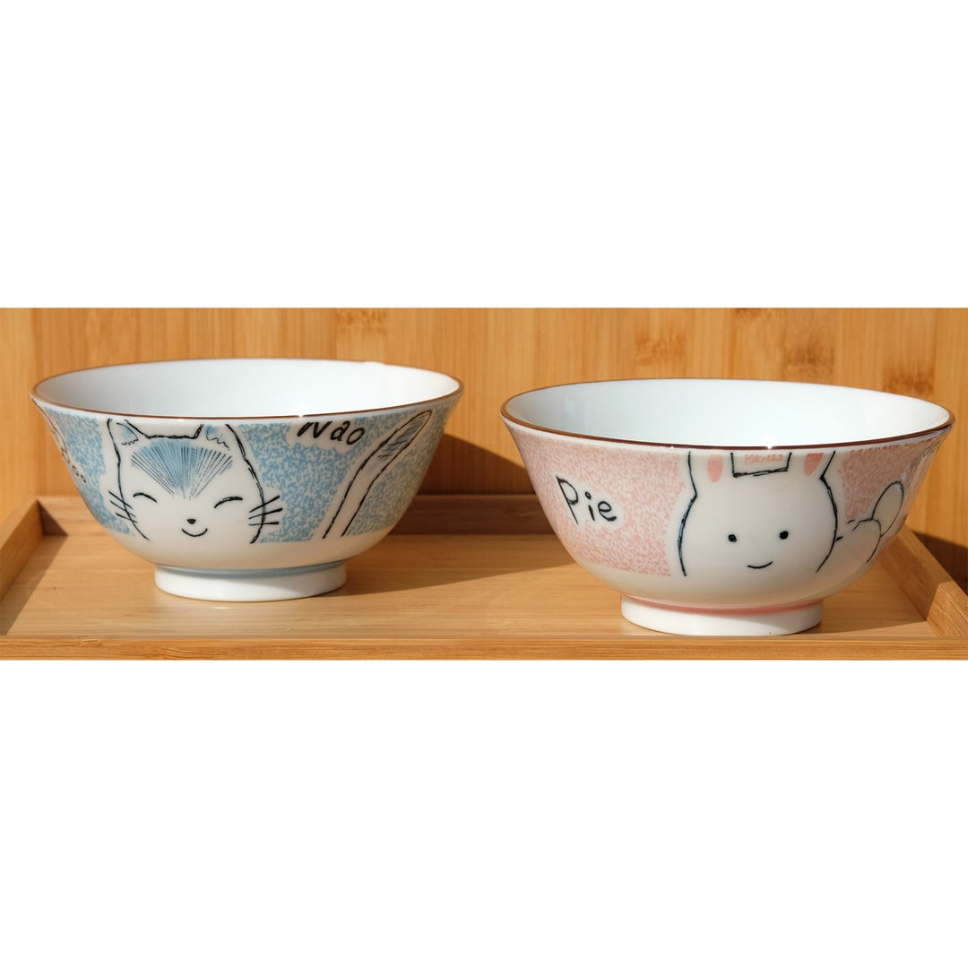 Cat and Rabbit Bowls X2 - 15cm - Etsy UK