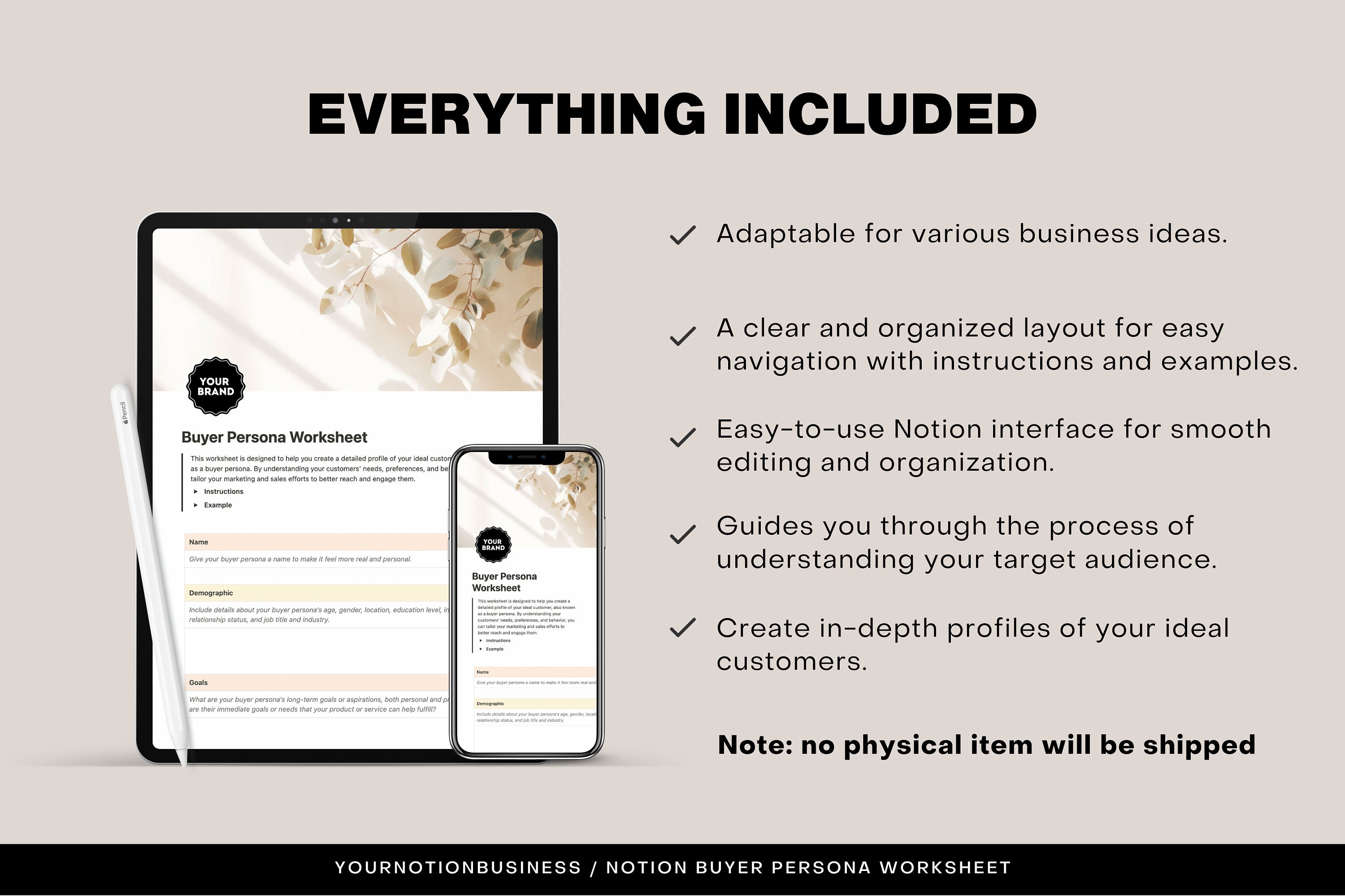 The Buyer Persona Worksheet, Notion Planner, Business Hub, Business ...