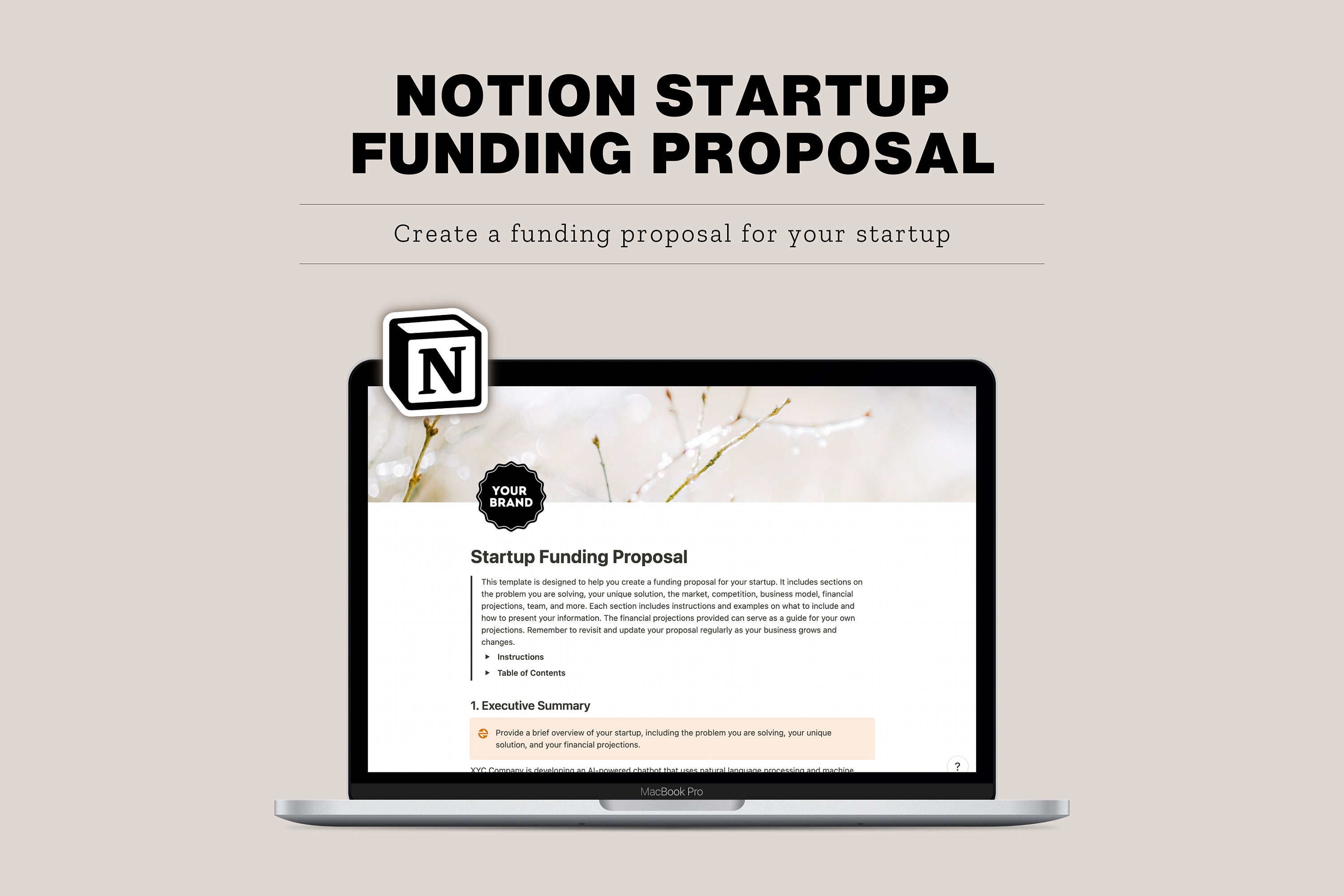 The Startup Funding Proposal Template, Notion Planner, Business Hub ...