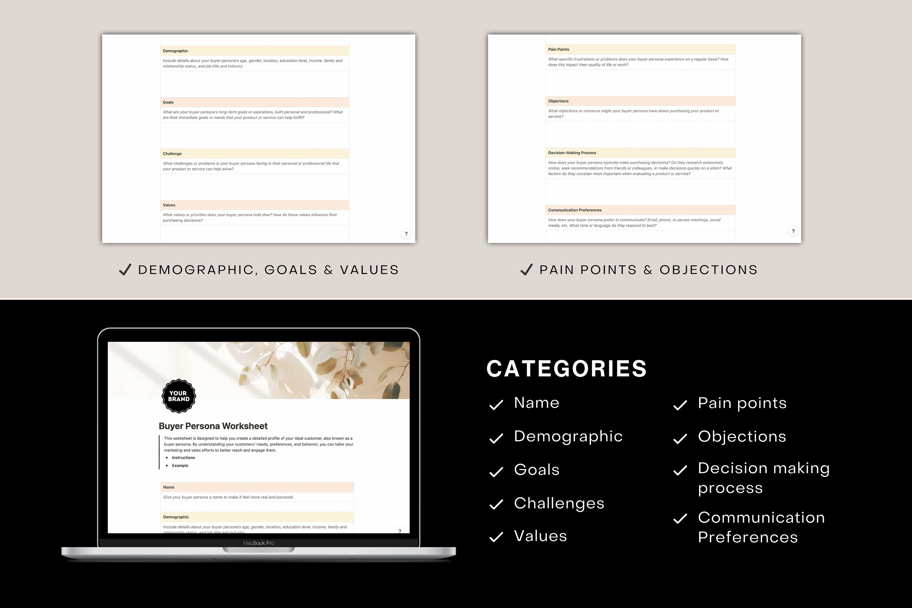 The Buyer Persona Worksheet, Notion Planner, Business Hub, Business ...