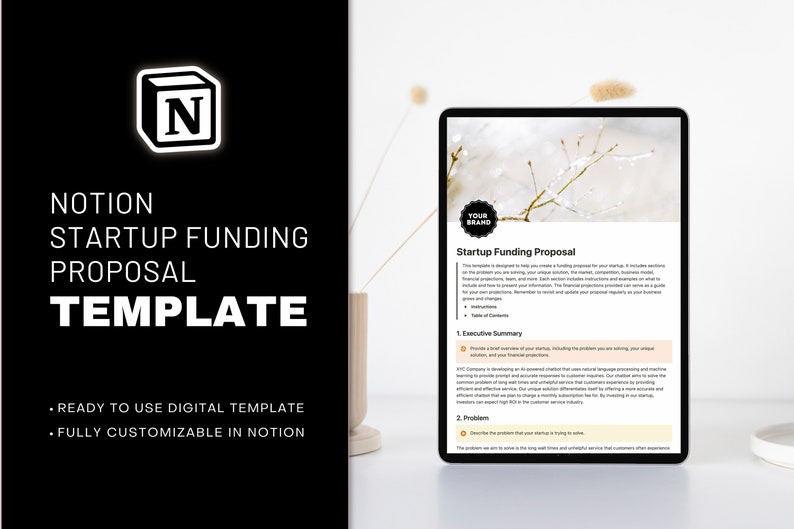 The Startup Funding Proposal Template, Notion Planner, Business Hub ...