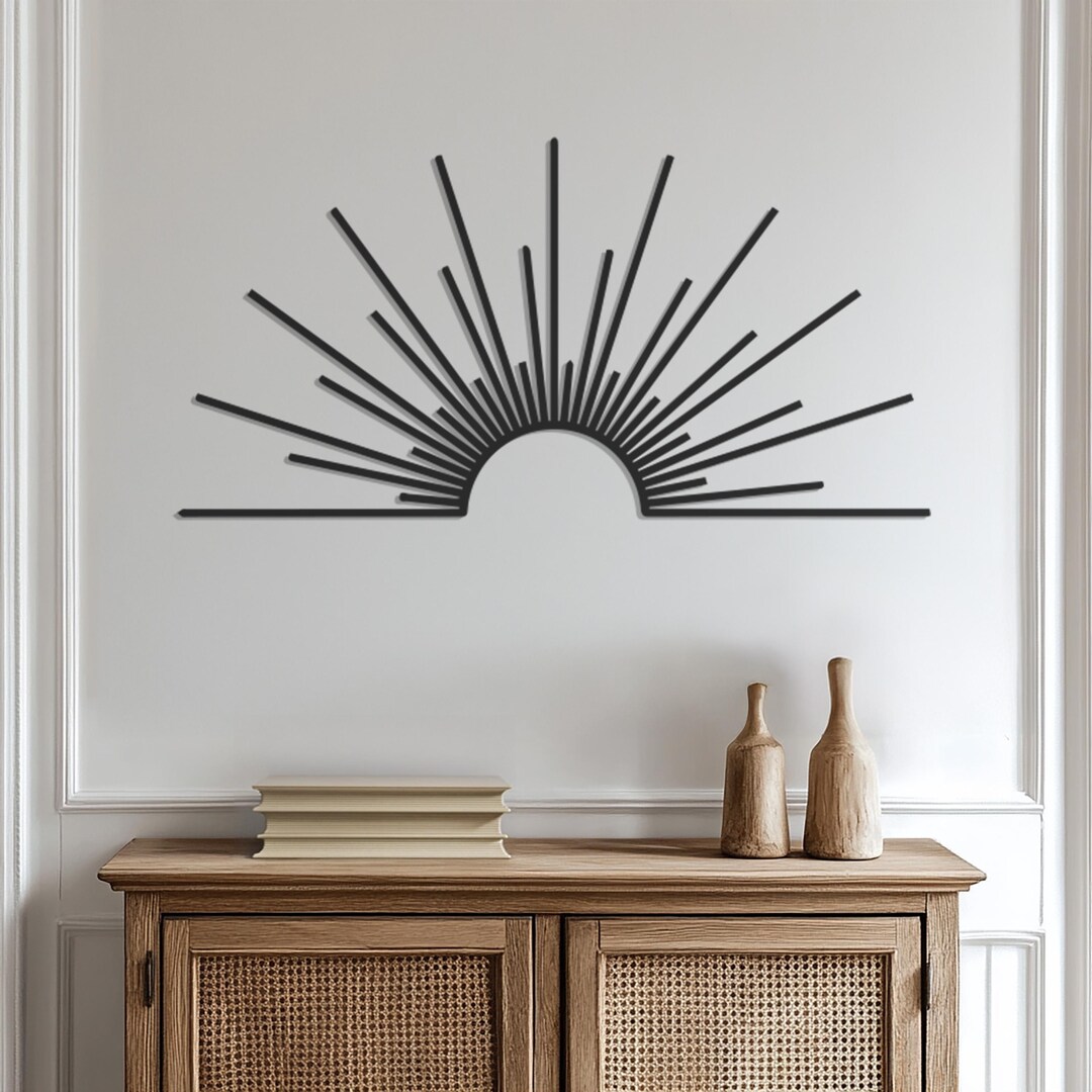 Wall Art Metal Sunburst Sunrise Metal Wall Hanging Minimalist Sunrise ...