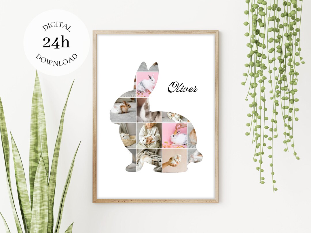 Custom Rabbit Photo Collage | Rabbit Memorial Gift | Bunny Lovers Wall ...