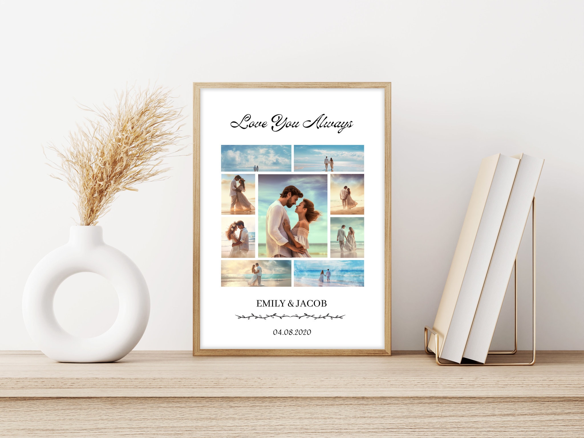 Printable Couple Photo Collage Digital Wall Art Valentine Day Gift for ...