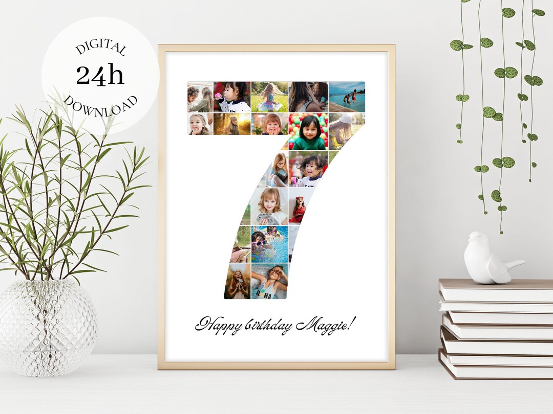 Custom 7th Birthday Digital Photo Collage | 7th Birthday Gift | Baby ...