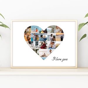 Personalized Heart Photo Collage | Printable Digital Poster | Custom ...