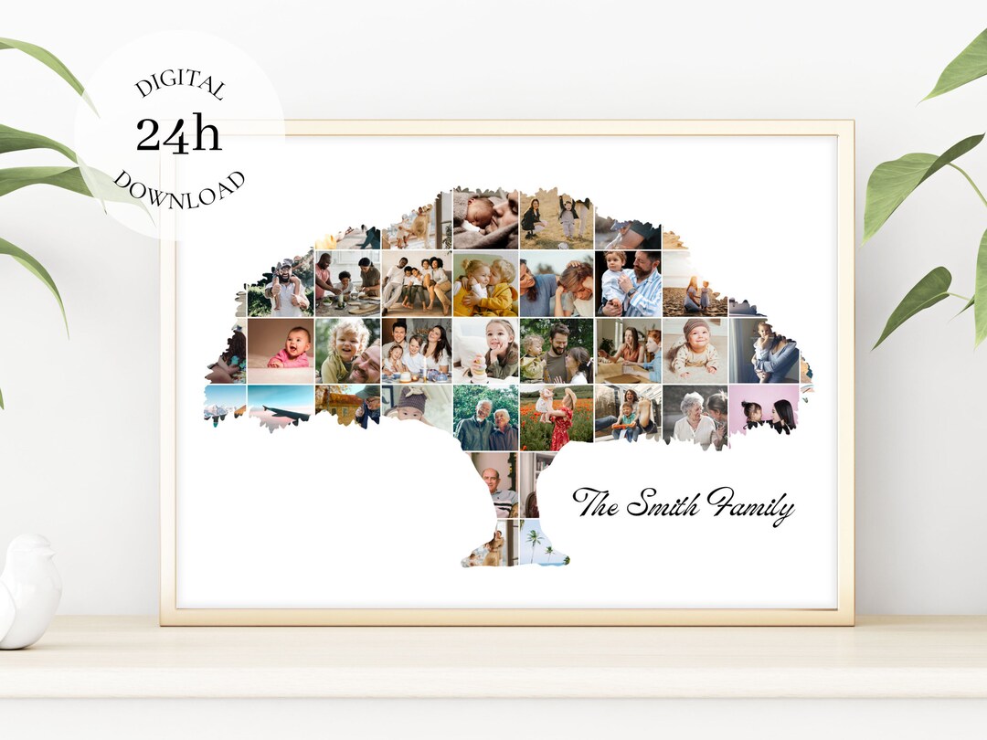 Family Tree Photo Collage | Modern Genealogy Photo Frame | Gift for ...