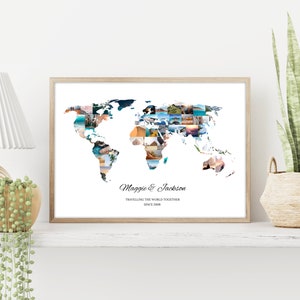 Printable Custom World Map Photo Collage | Digital Travel Photo Collage ...