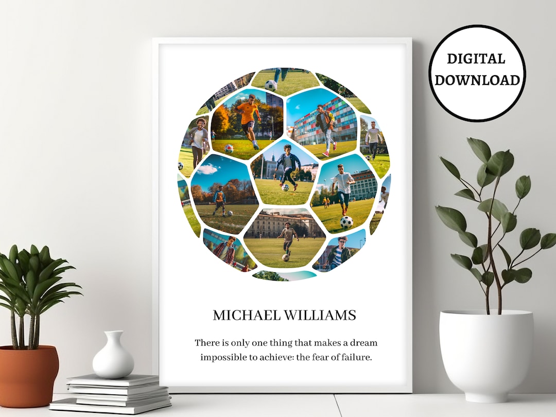Custom Soccer Photo Collage Digital Sport Poster Gift for - Etsy