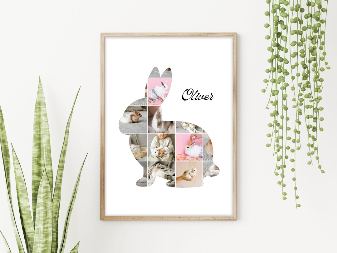Custom Rabbit Photo Collage Rabbit Memorial Gift Bunny Lovers Wall Art ...