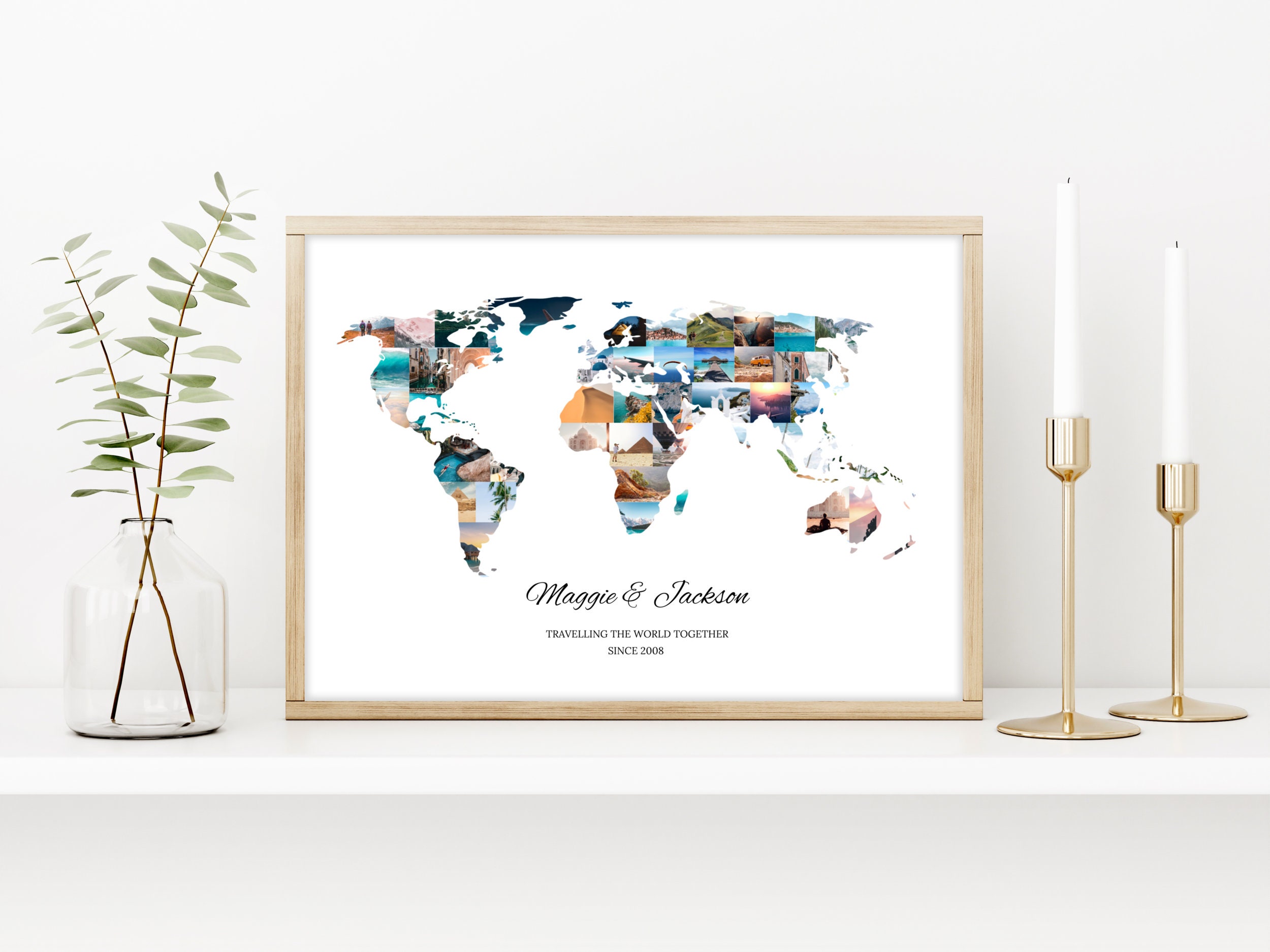 Printable Custom World Map Photo Collage | Digital Travel Photo Collage ...