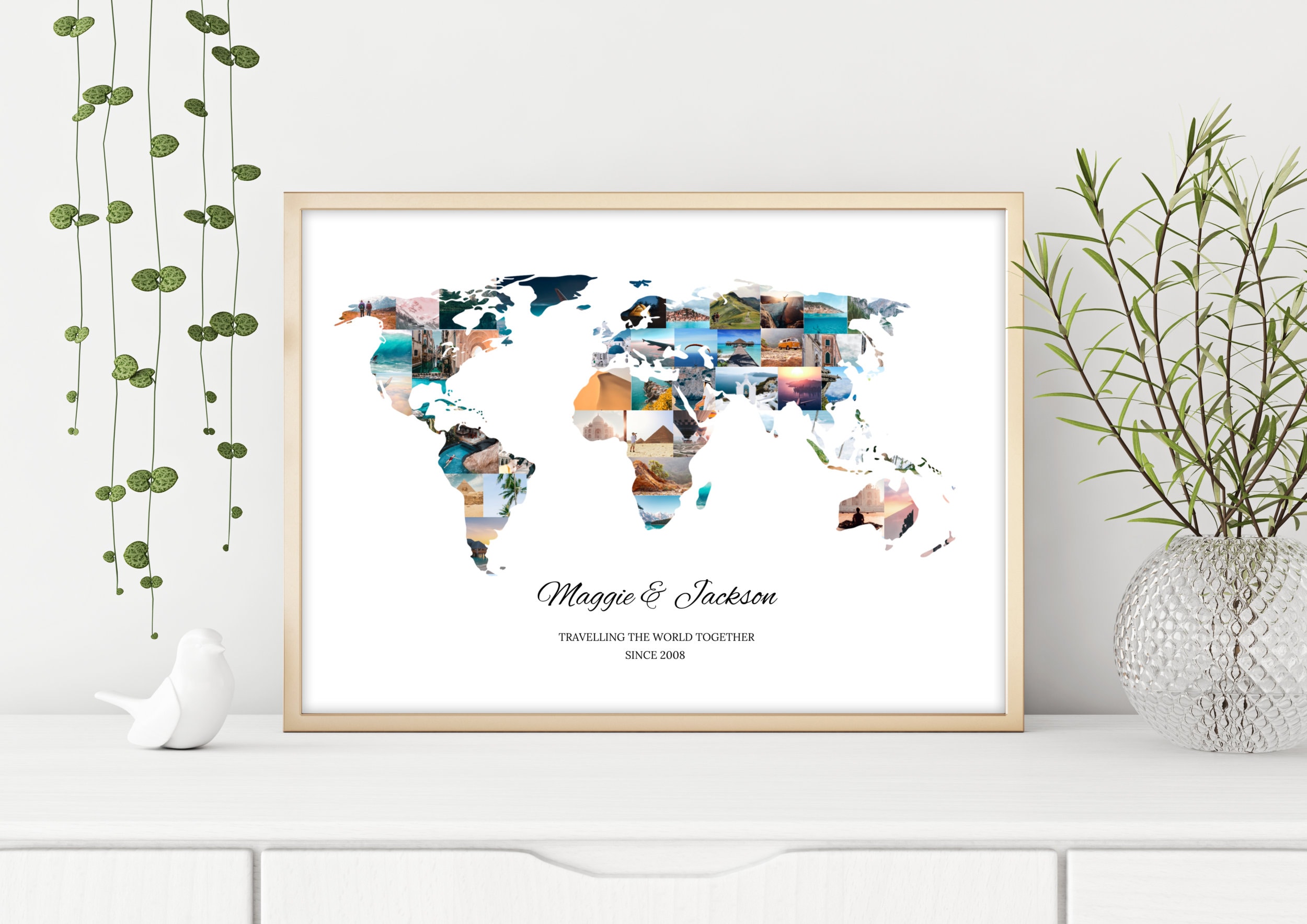 Personalized World Map Photo Collage Custom Travel Collage Travel Photo ...
