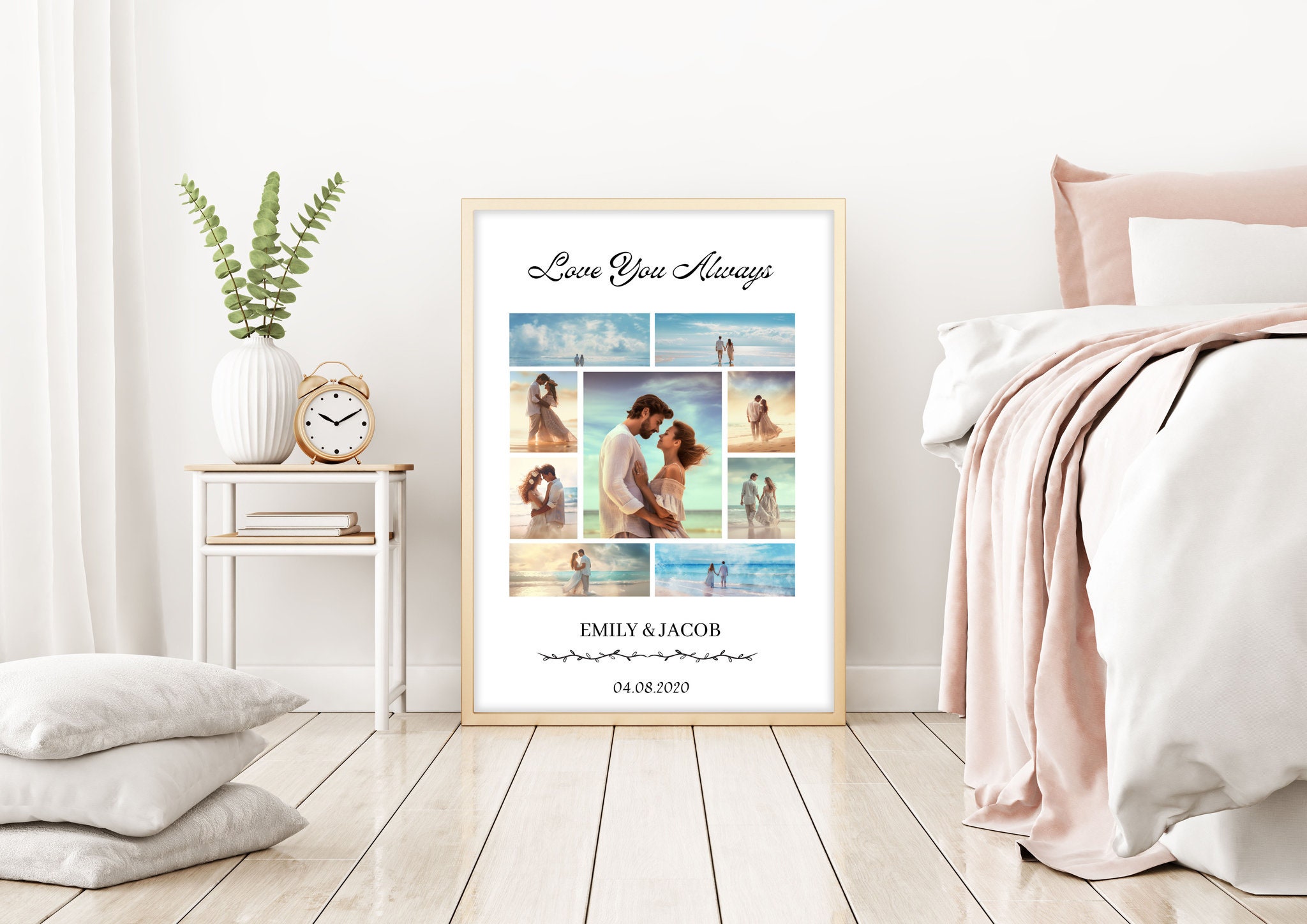 Printable Couple Photo Collage Digital Wall Art Valentine Day Gift for ...