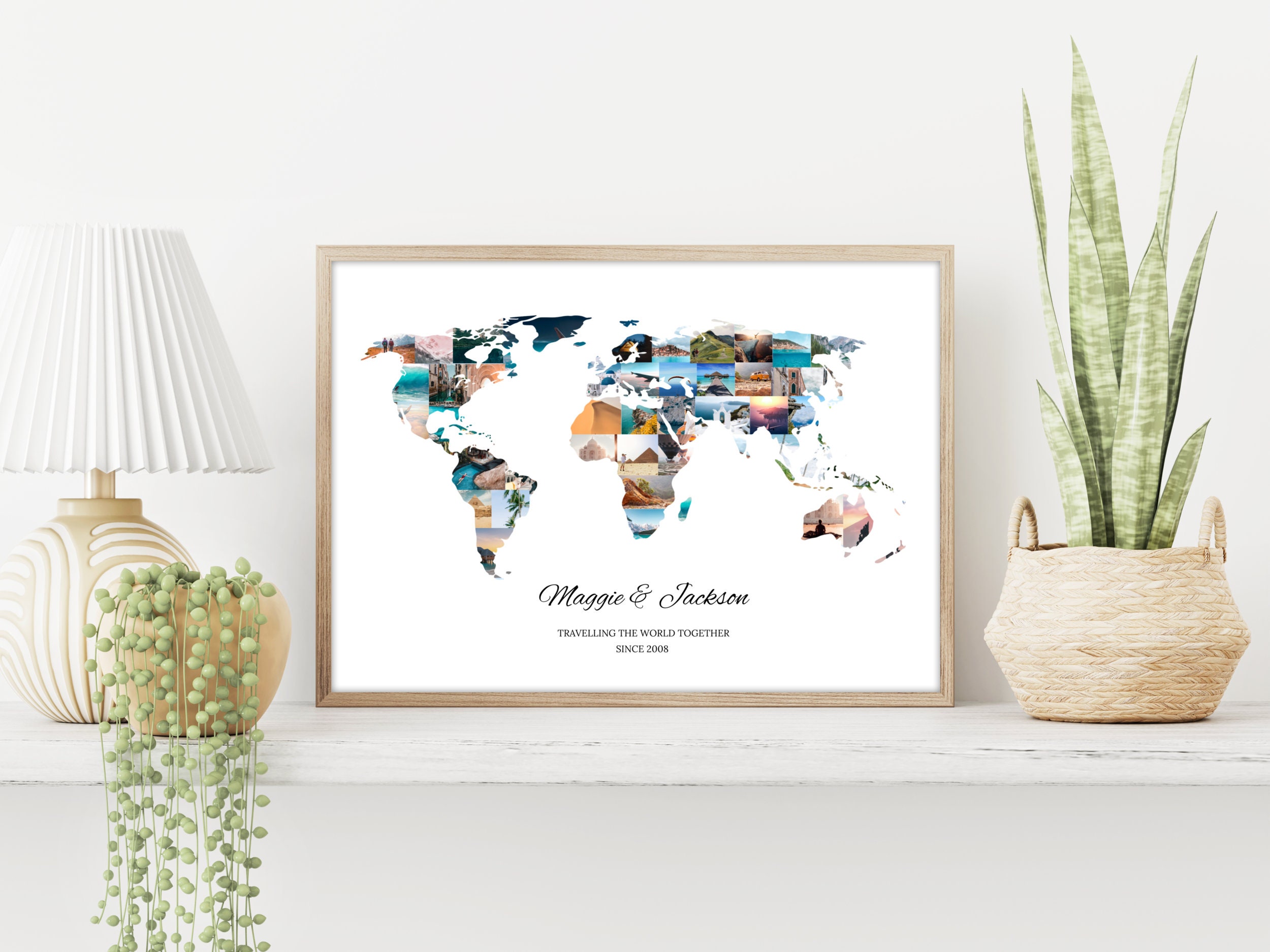 Personalized World Map Photo Collage Custom Travel Collage Travel Photo ...