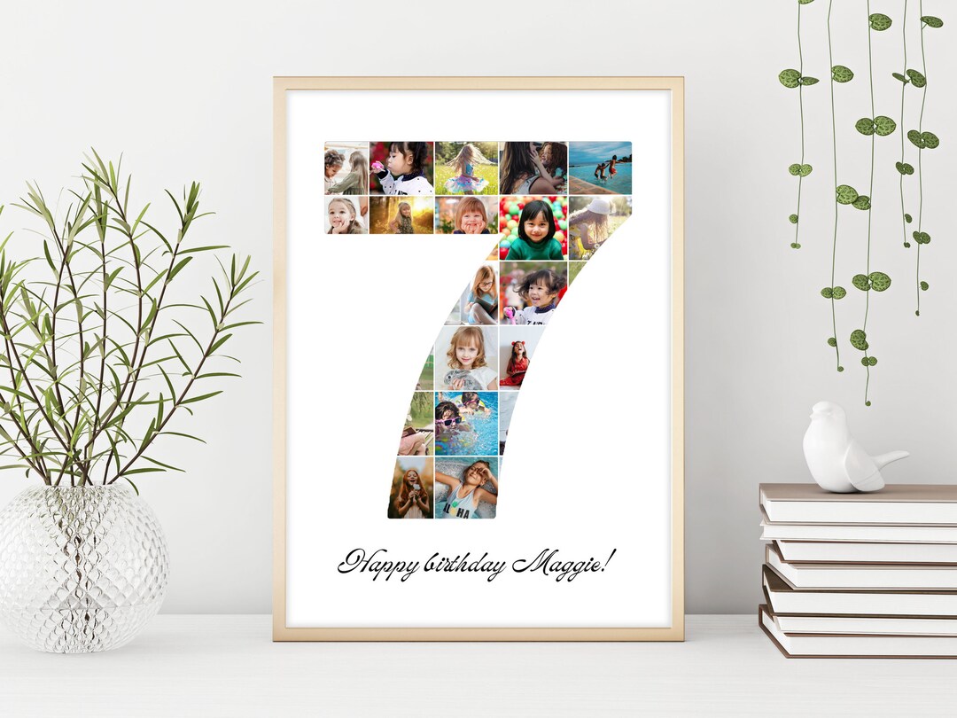 Custom 7th Birthday Photo Collage 7 Year Old Baby Personalized Gift ...