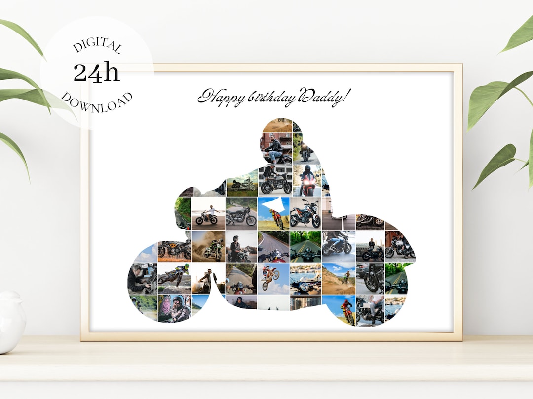 Custom Motorcycle Picture Collage Father's Day Gift for Motorcycle ...