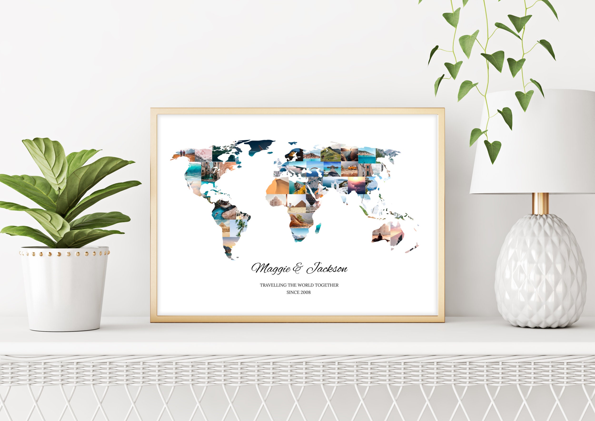 Printable Custom World Map Photo Collage | Digital Travel Photo Collage ...